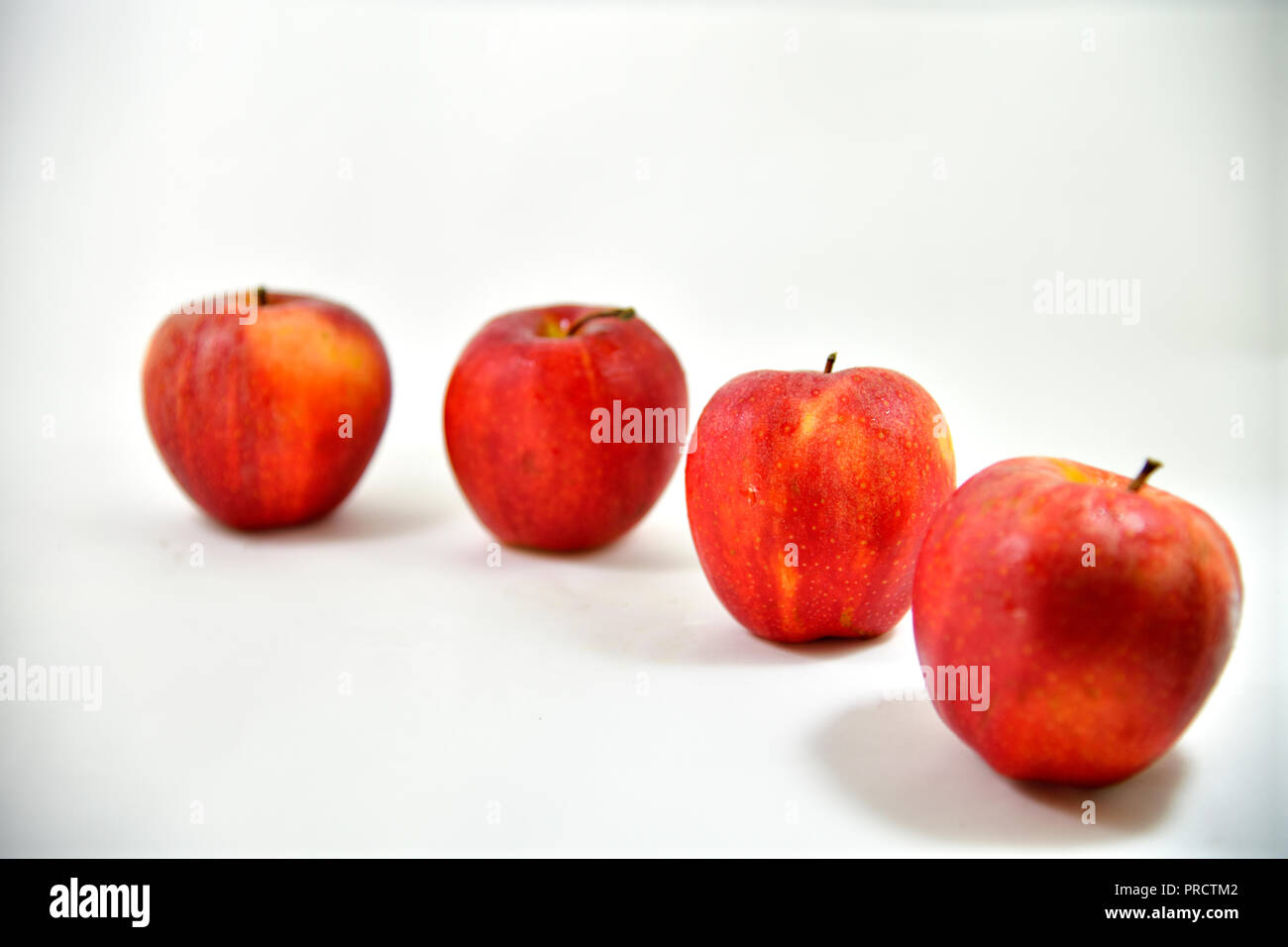 fresh red apple with stem isolated on white background with clipping ...