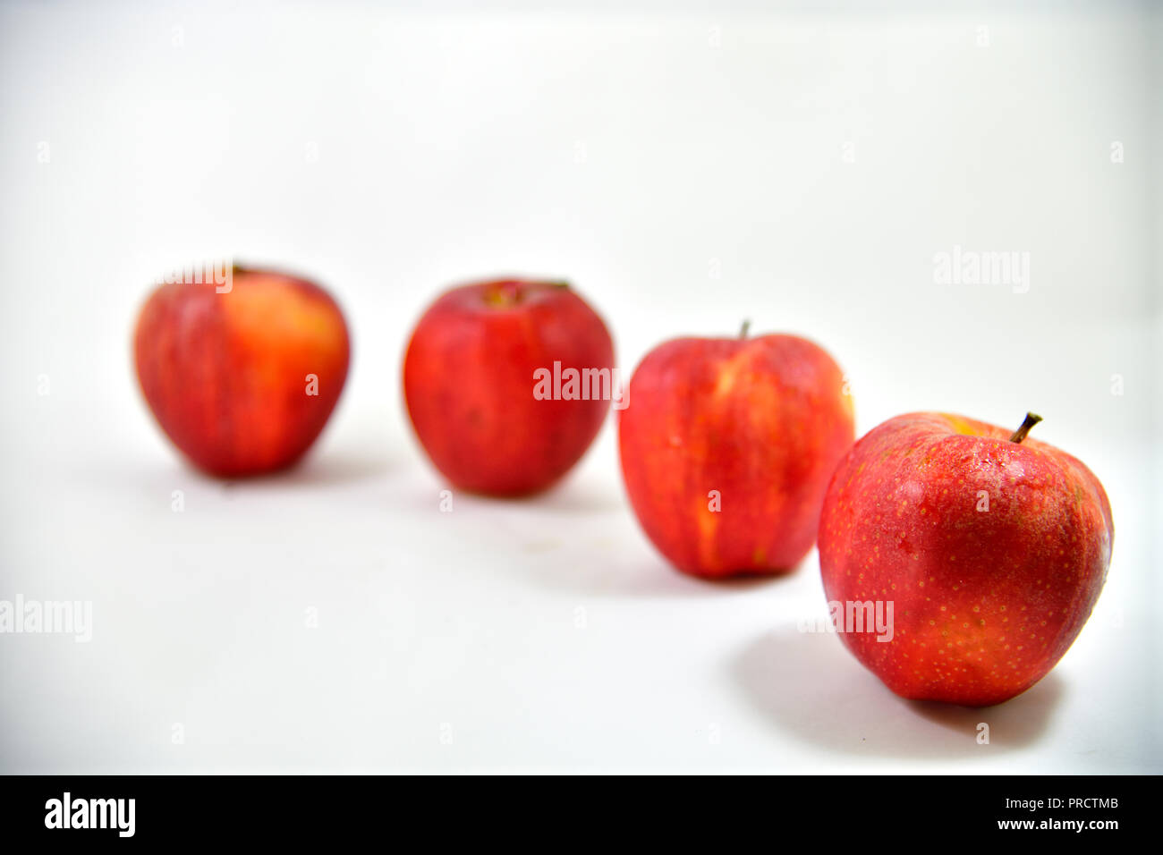 fresh red apple with stem isolated on white background with clipping ...