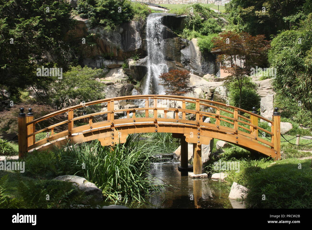 Bridge and waterfall in the Japanese Garden at Maymont (Richmond, VA ...