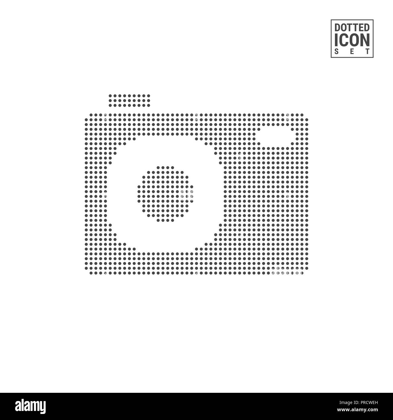 Photo Camera Dot Pattern Icon. Snapshot Dotted Icon Isolated on White ...