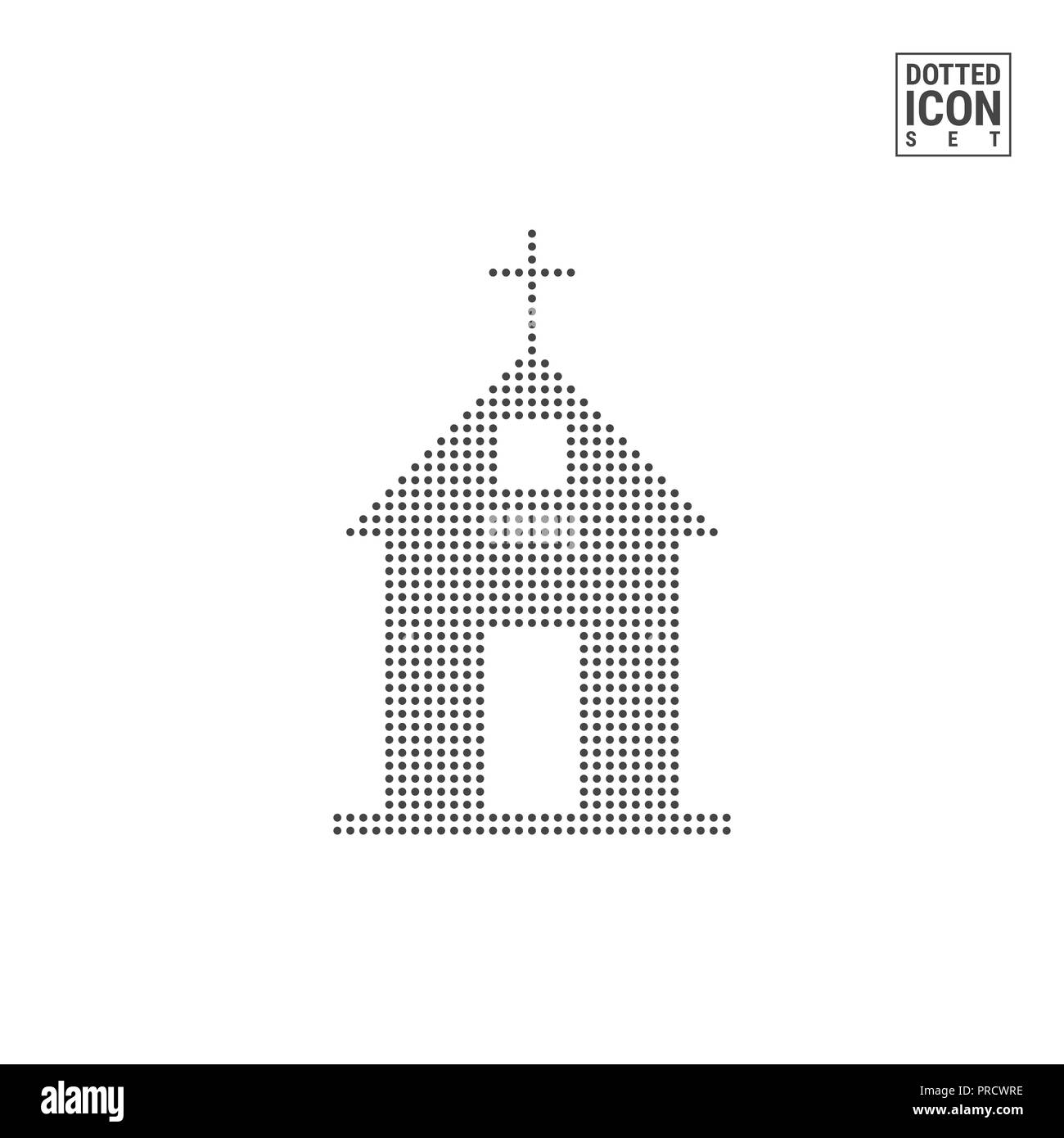 Chapel Dot Pattern Icon. Village Church Dotted Icon Isolated on White ...