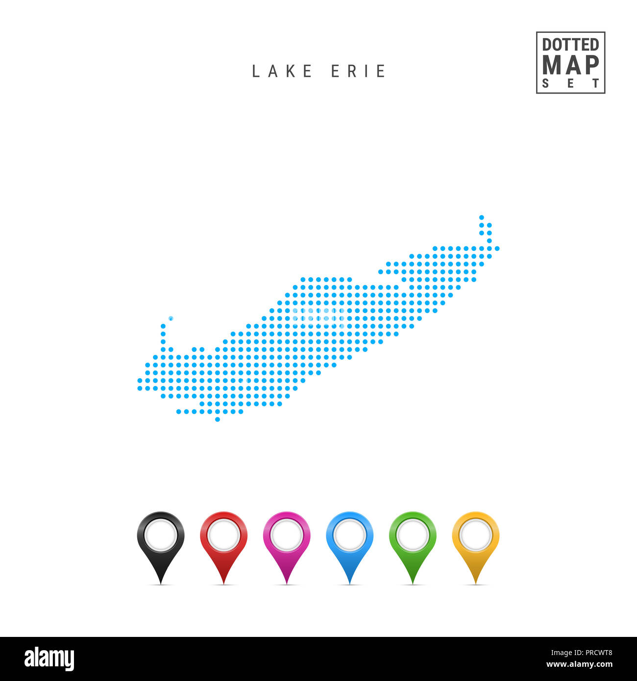 Dots Pattern Map of Lake Erie. Stylized Simple Silhouette of Lake Erie ...