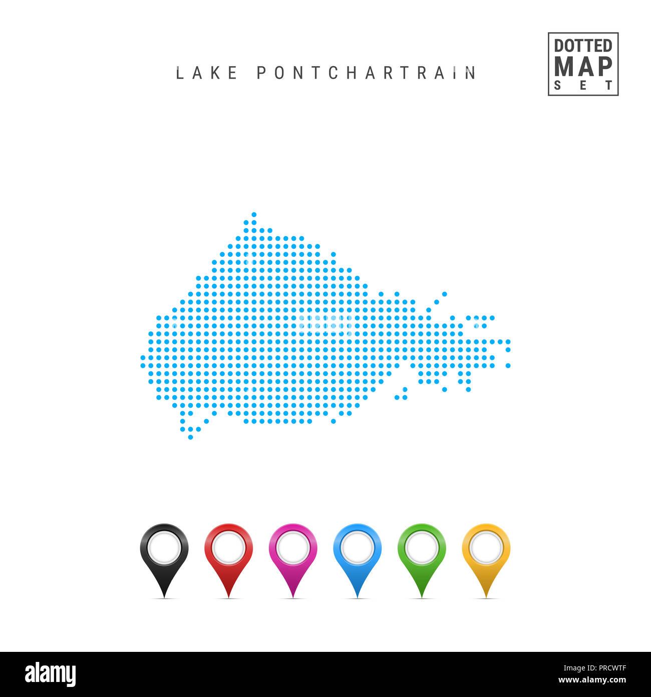 Dots Pattern Map of Lake Pontchartrain, Louisiana. Stylized Simple ...