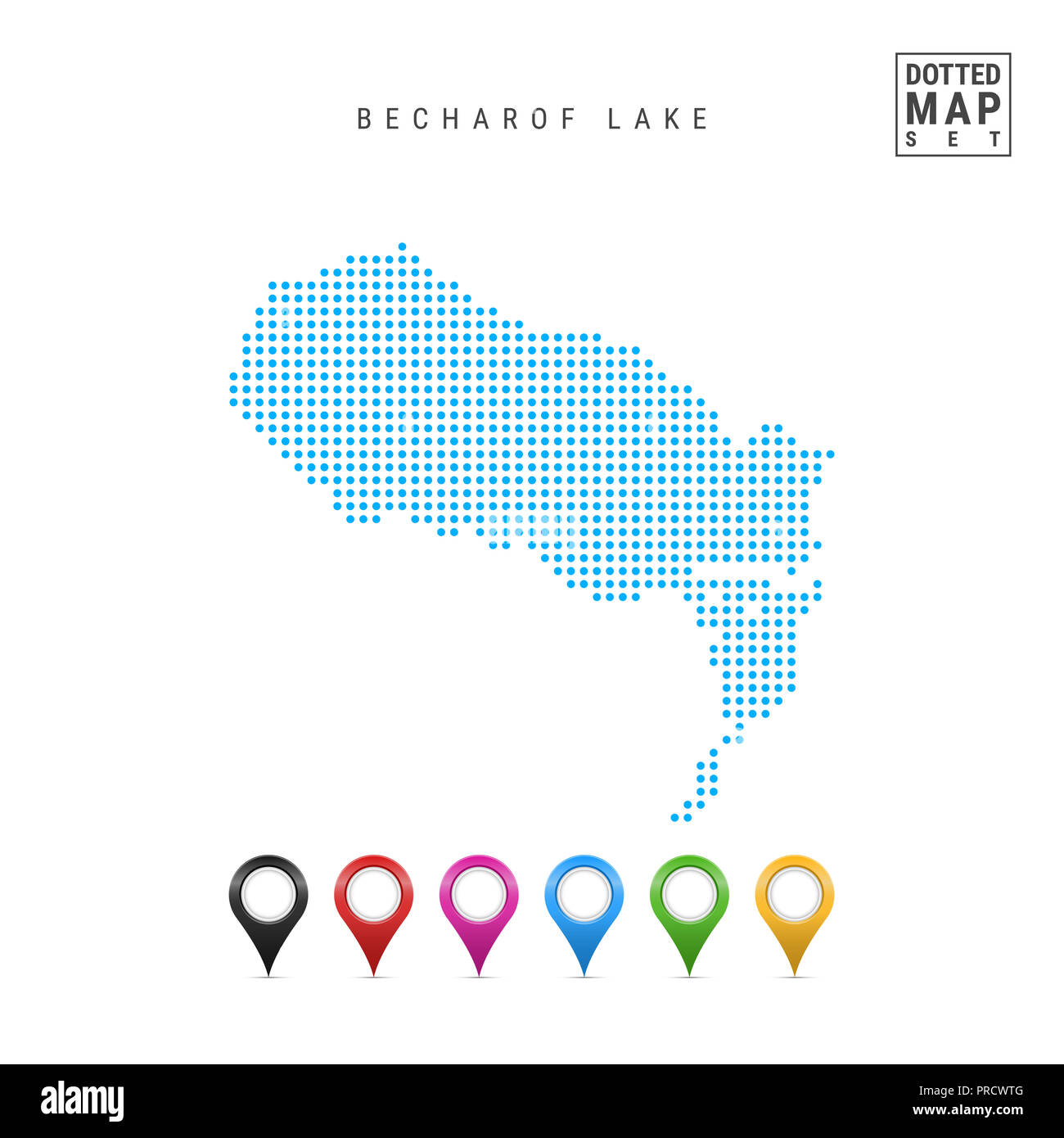 Dots Pattern Map of Becharof Lake, Alaska. Stylized Simple Silhouette ...