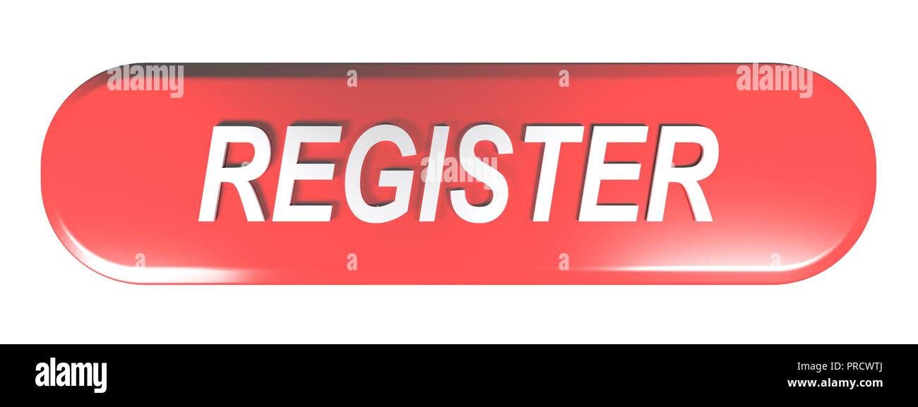 Red rounded rectangle push button REGISTER - 3D rendering Stock Photo ...