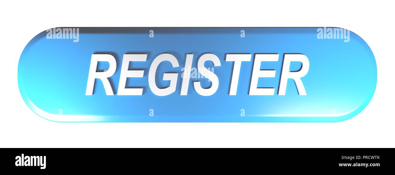 Blue rounded rectangle push button REGISTER - 3D rendering Stock Photo ...