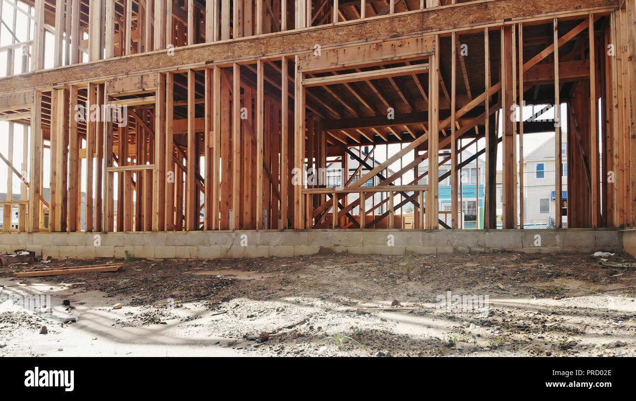 Building of New Home Construction exterior wood frame and beam ...