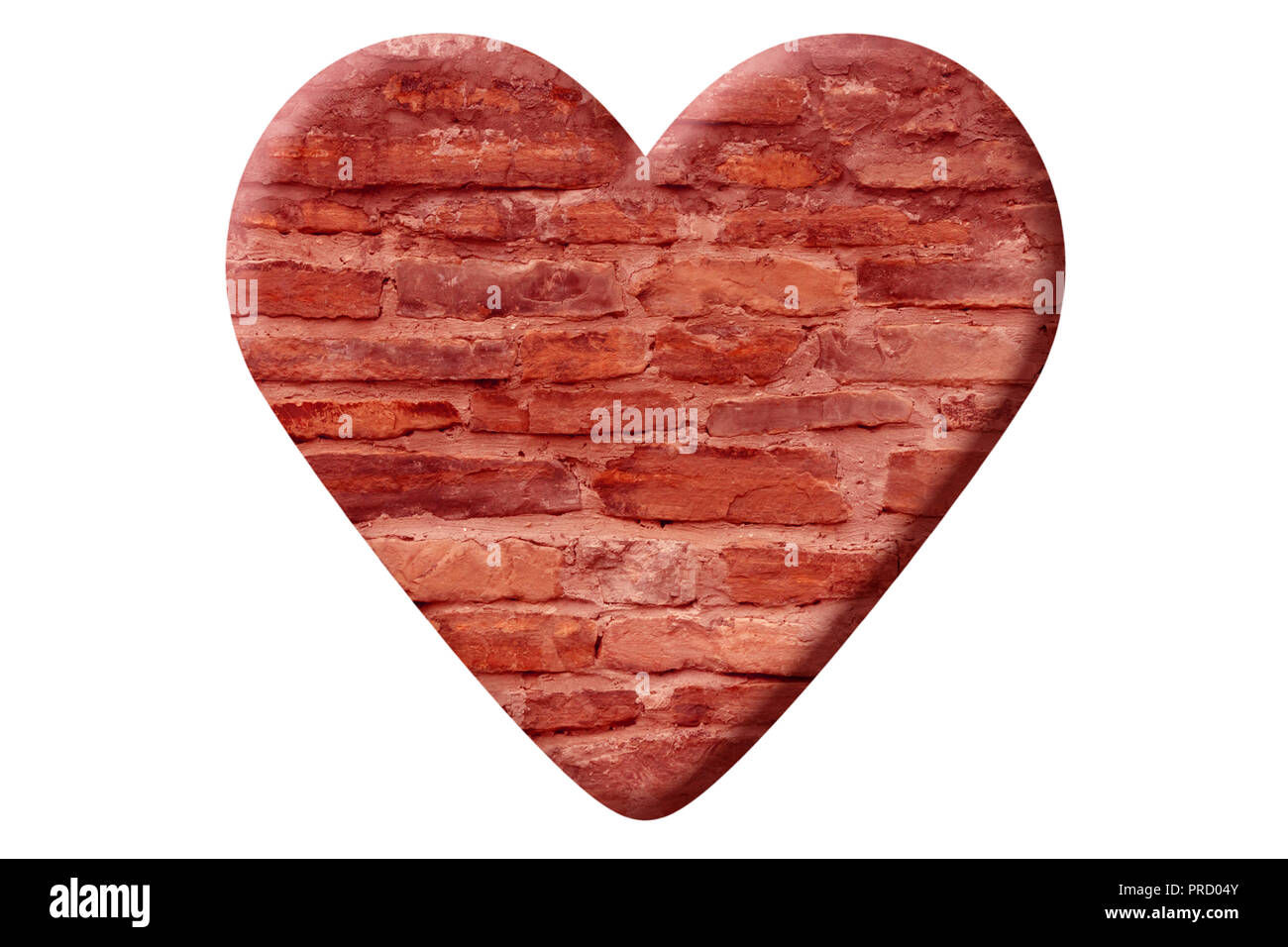 red heart made of grunge brick wall isolated on white Stock Photo - Alamy