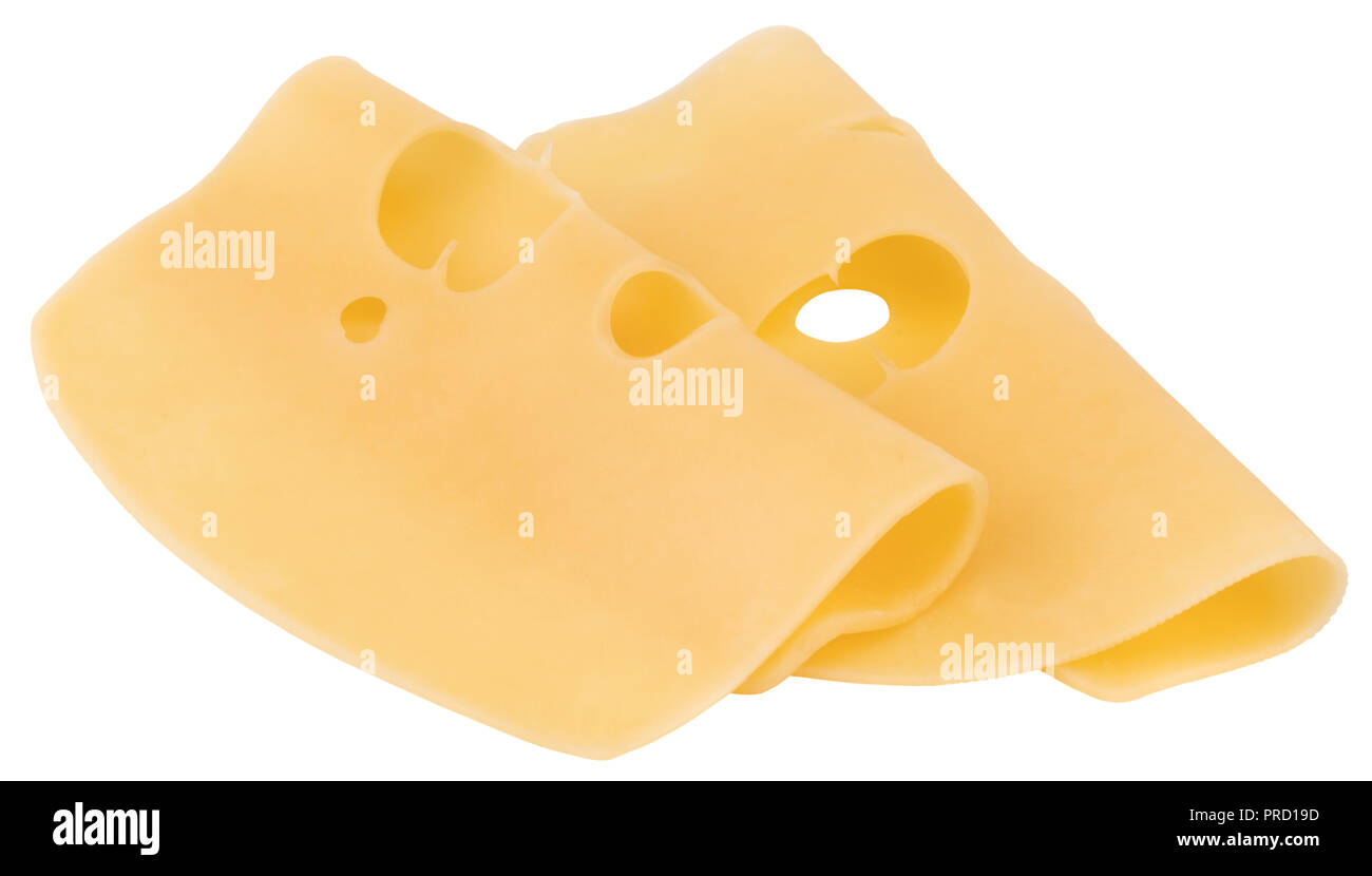 two Cheese slices isolated on white background Stock Photo - Alamy
