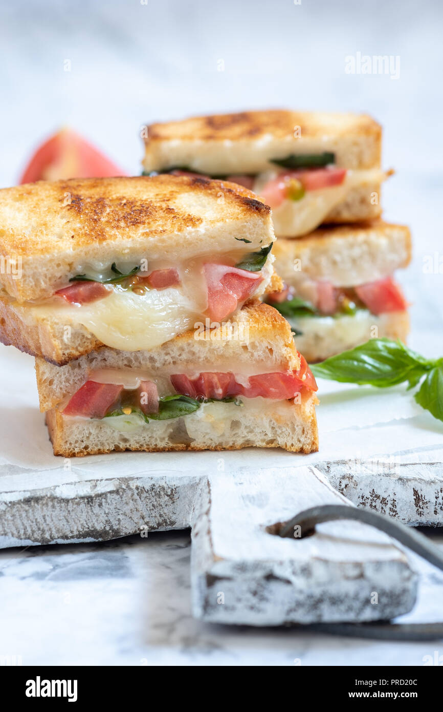 Italian sliced tomato sliced mozzarella cheese panini hi-res stock ...