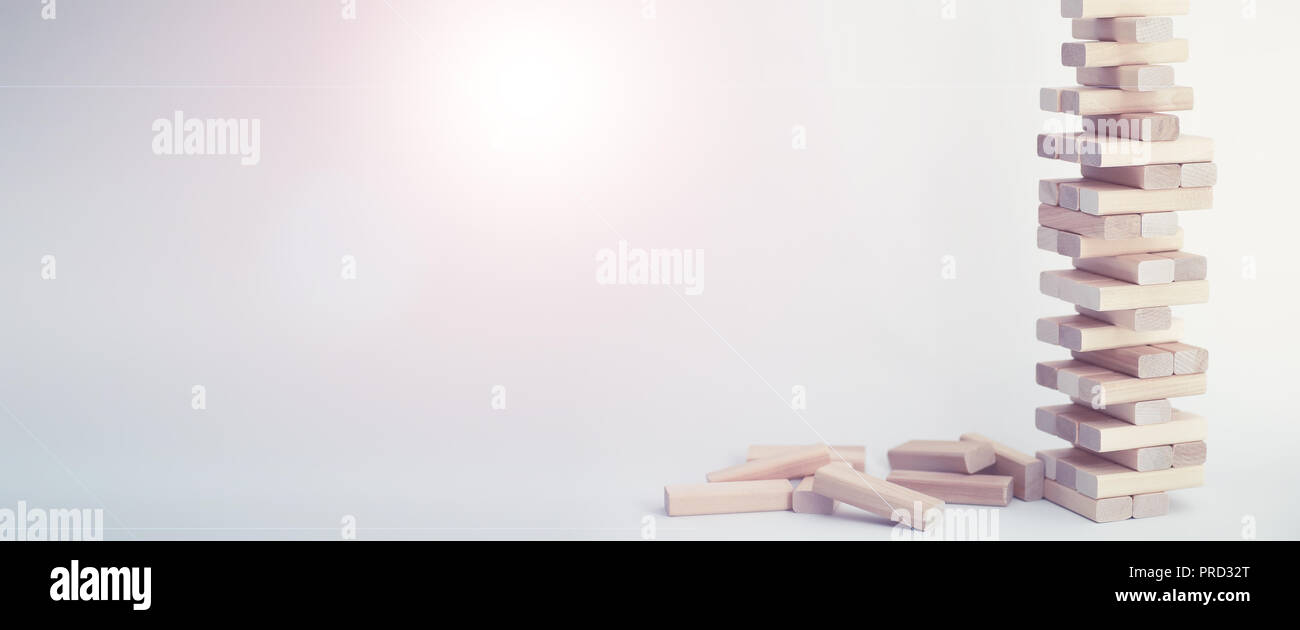 Board game brick tower of light wood sticks Stock Photo - Alamy