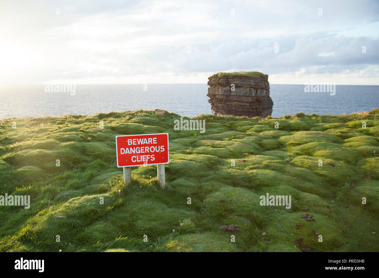 The danger sign at Downpatrick Head in Co. Mayo Stock Photo - Alamy