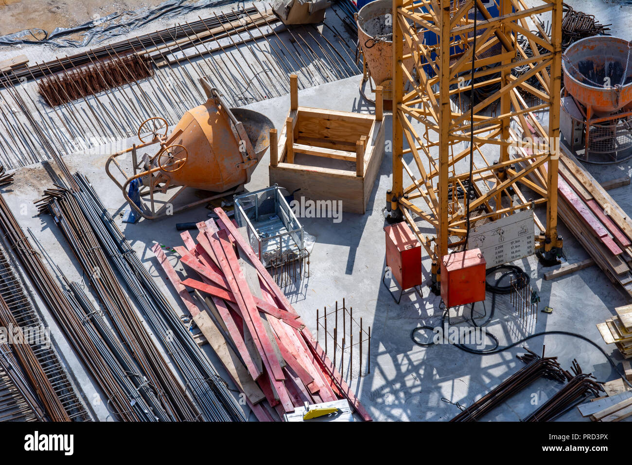 Aerial view of a construction site and its equipment Stock Photo - Alamy