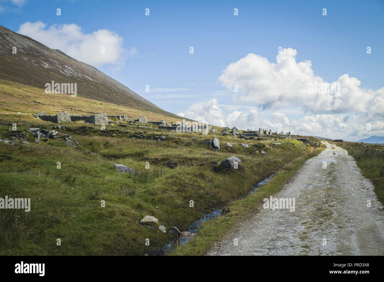 The deserted famine village of Achill Island in Co. Mayo, Ireland Stock ...