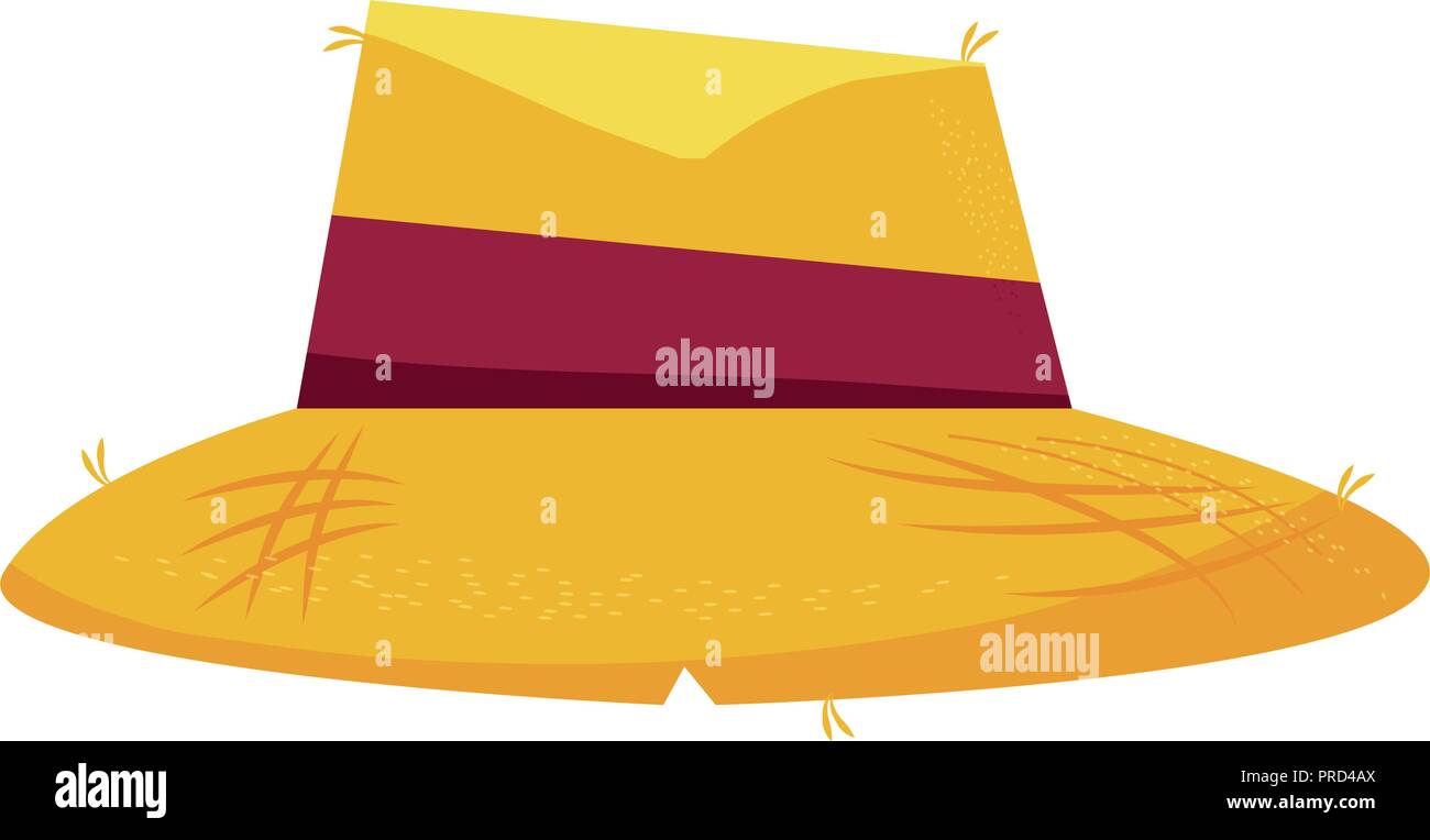 straw hat with ribbon cartoon vector illustration Stock Vector Image ...