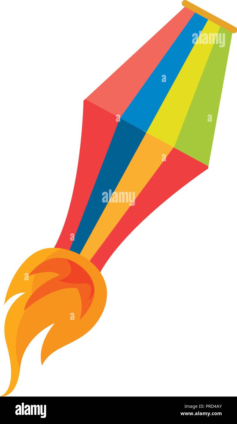 flying lantern flame decoration celebration vector illustration Stock ...