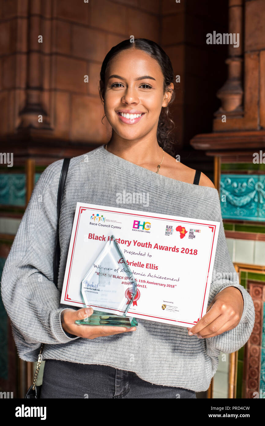 28th September 2018. Cardiff, UK. Gabrielle Ellis, 21, is pictured with ...