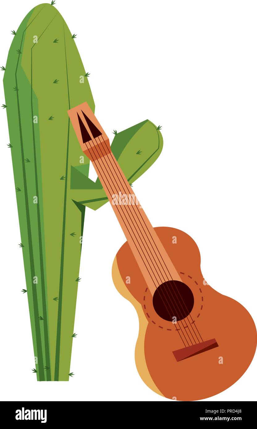 cactus guitar instrument musical party vector illustration Stock Vector ...