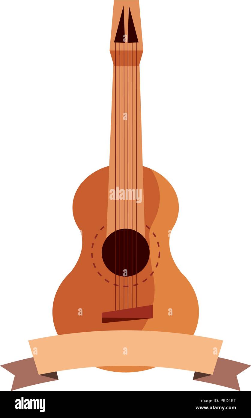 guitar instrument music ribbon decoration vector illustration Stock ...