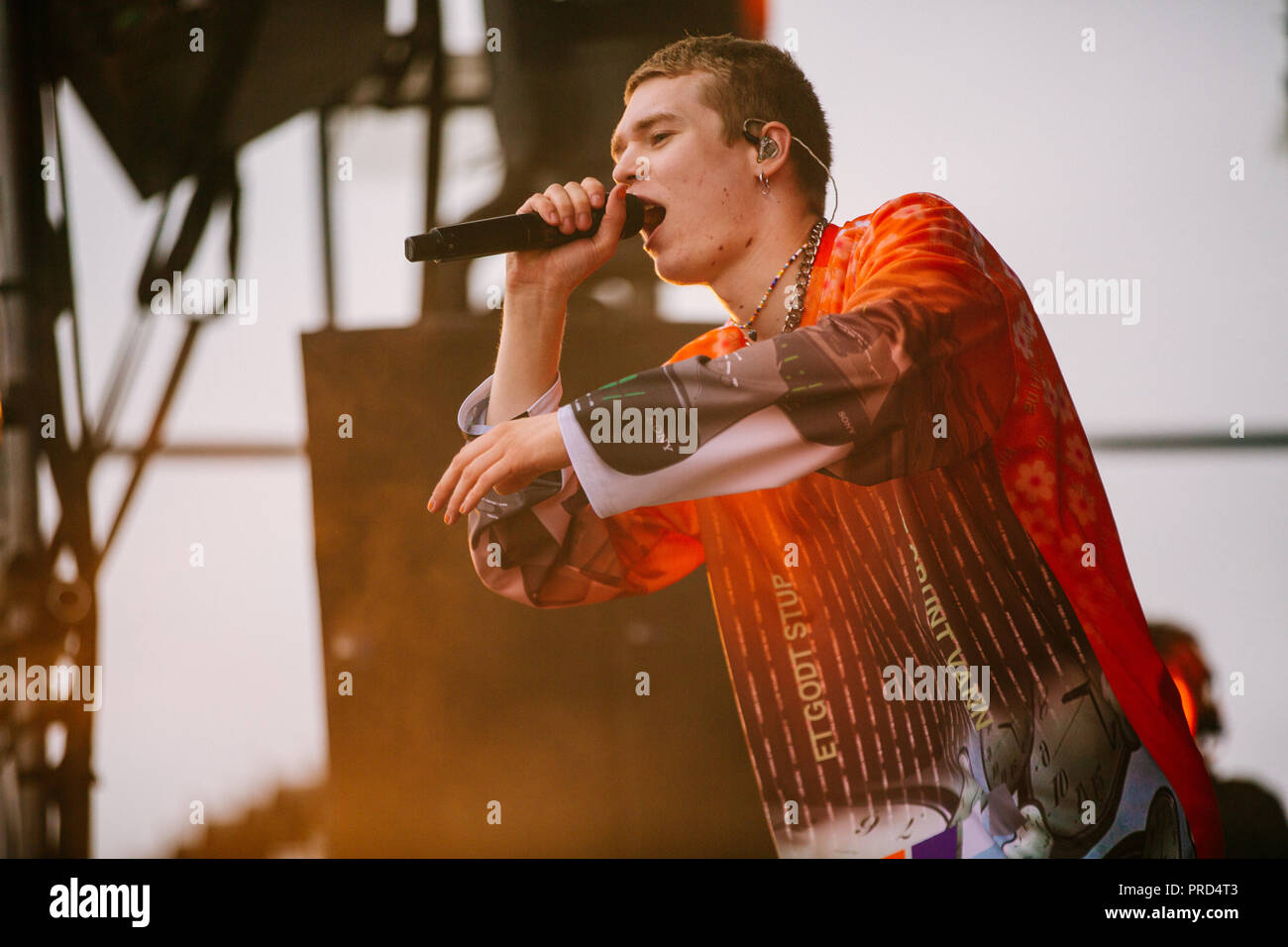 Denmark, Roskilde - July 5, 2018. The Norwegian rapper Cezinando ...