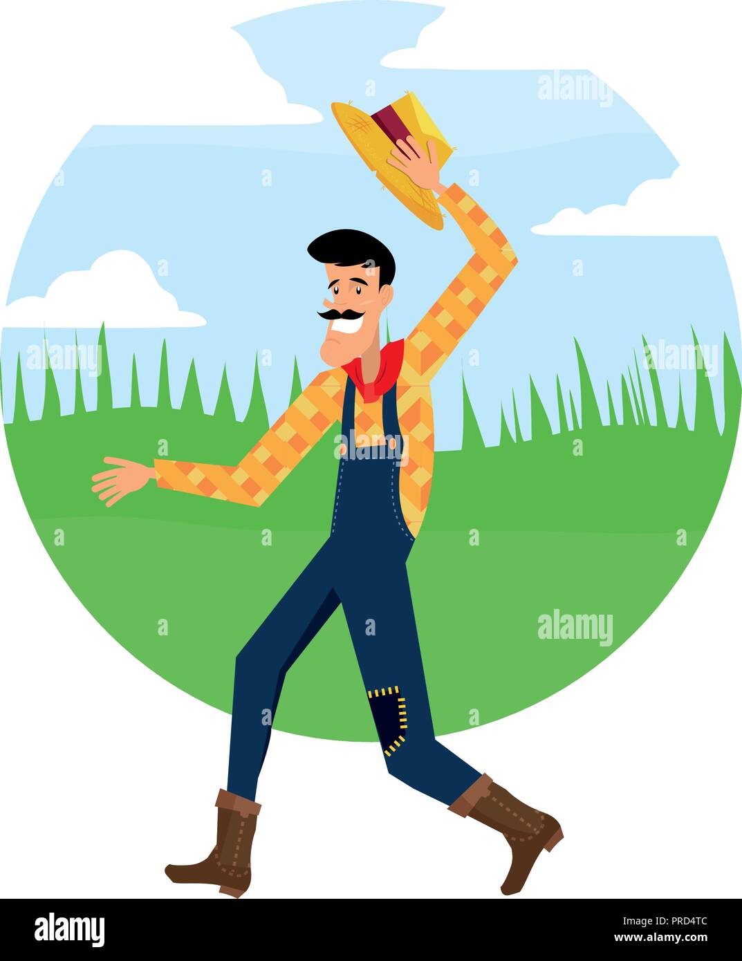 man traditional clothes folklore in the field vector illustration Stock ...