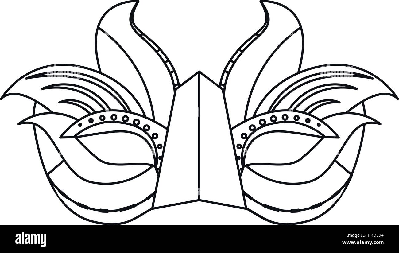 mask with feathers accessory carnival festival vector illustration ...