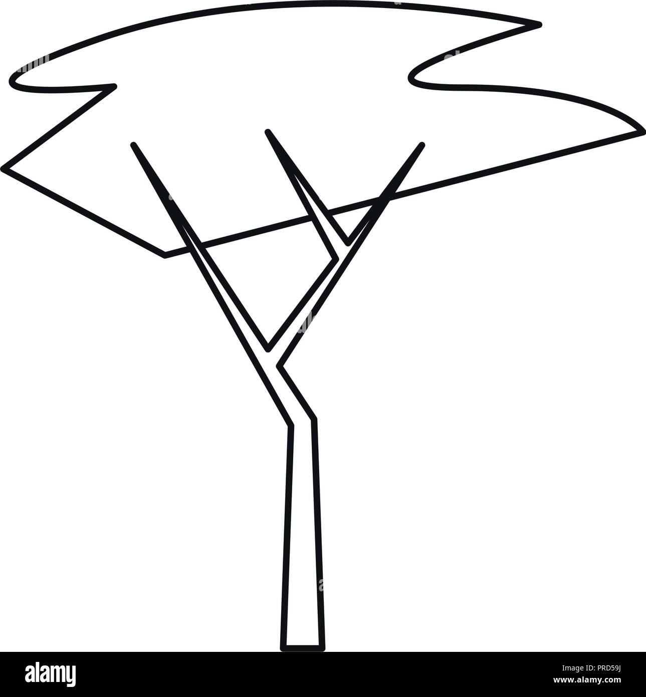 outlined tree forest botanical design vector illustration Stock Vector ...