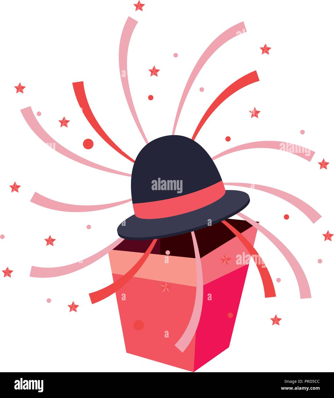 open box with hat surprise carnival festival vector illustration Stock ...