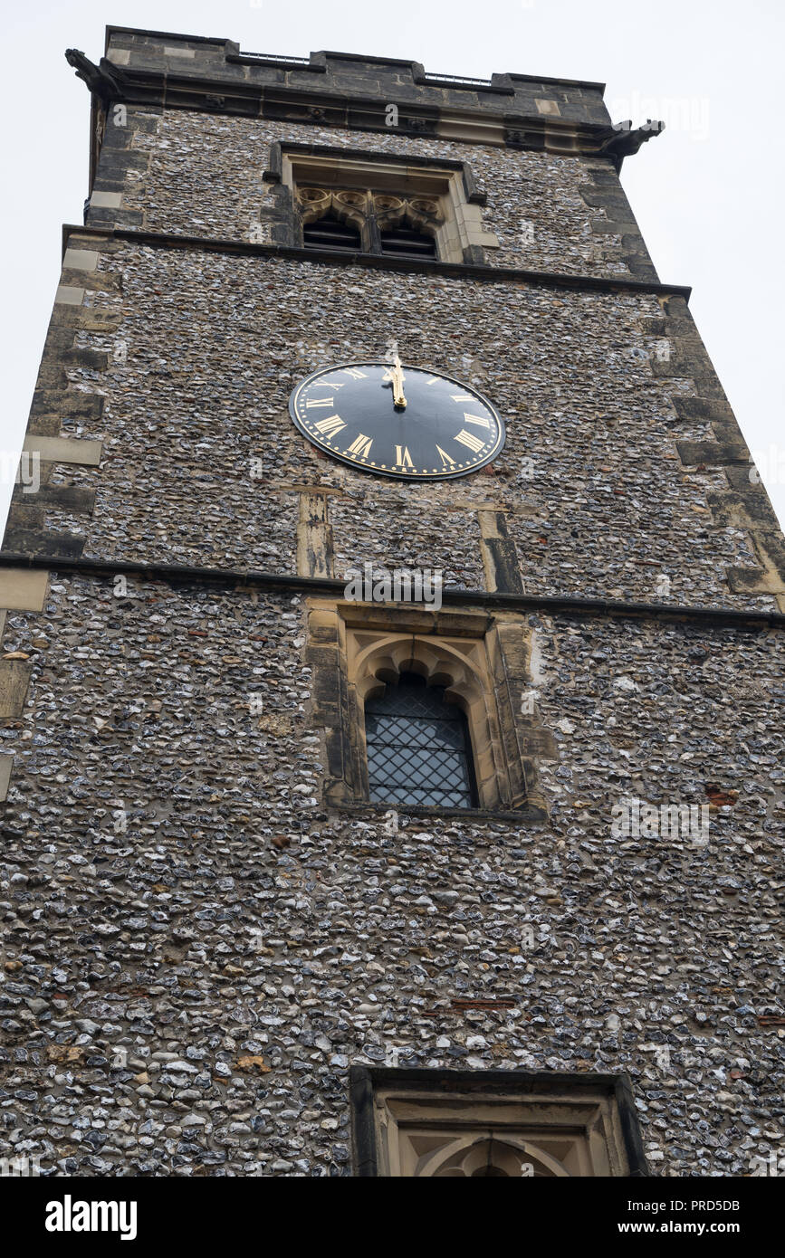 The clock tower, a Medieval flint built, belfry in High Street/Market ...