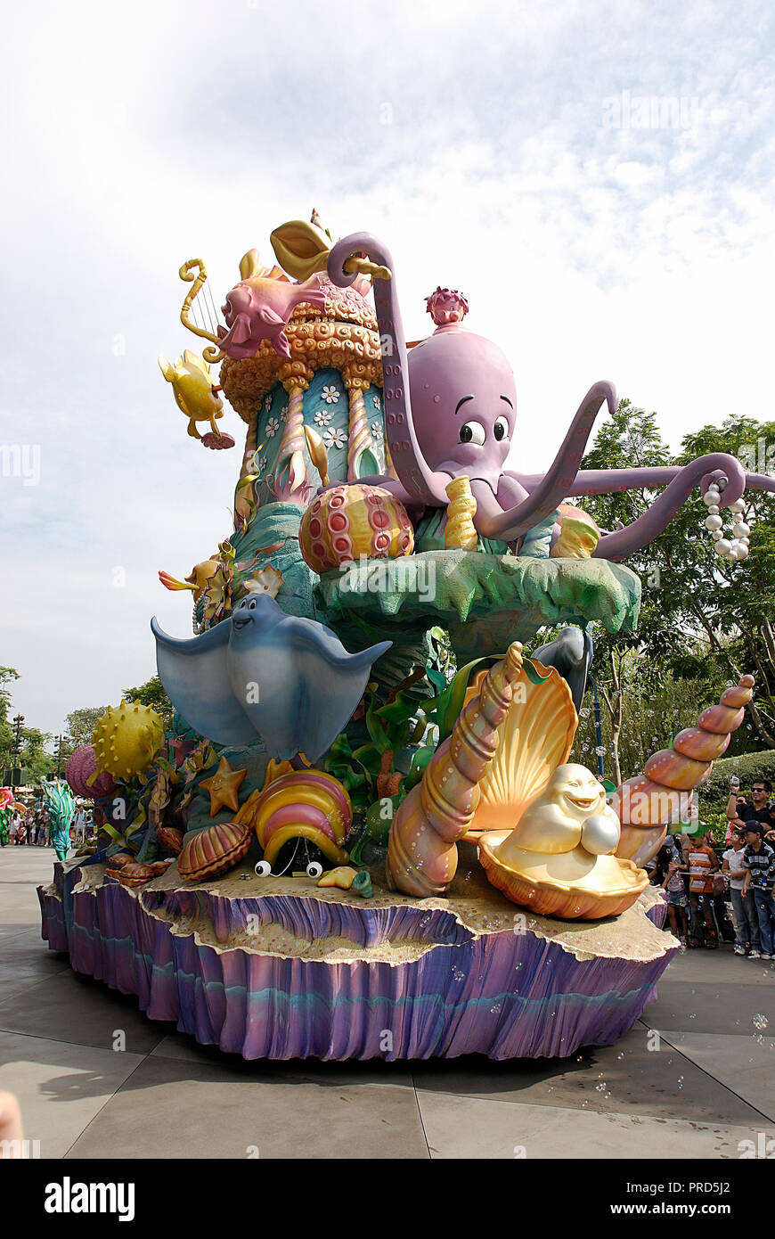 A FLOAT WITH A GIANT SEA ANIMALS IN THE PARADE AT HONG KONG DISNEYLAND ...