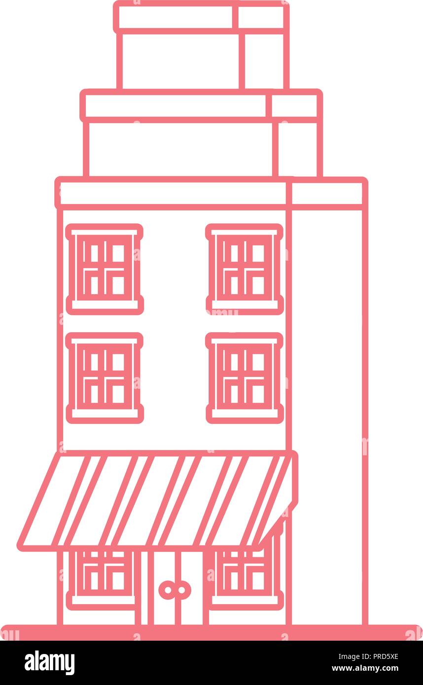 building with storefront on the first floor vector illustration Stock ...
