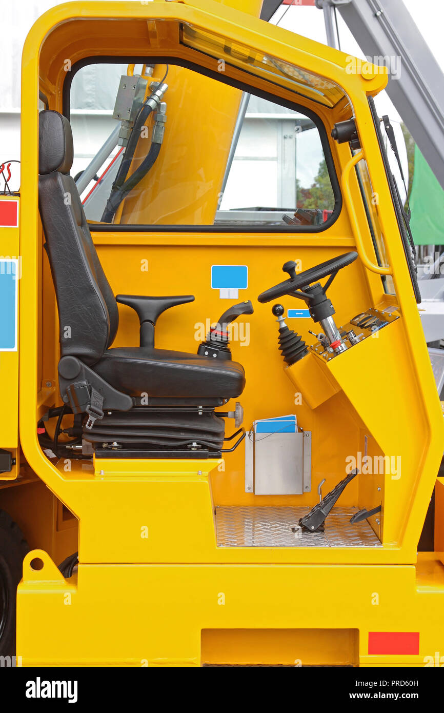 Yellow Safety Cabin for Construction Crane Operator Stock Photo - Alamy