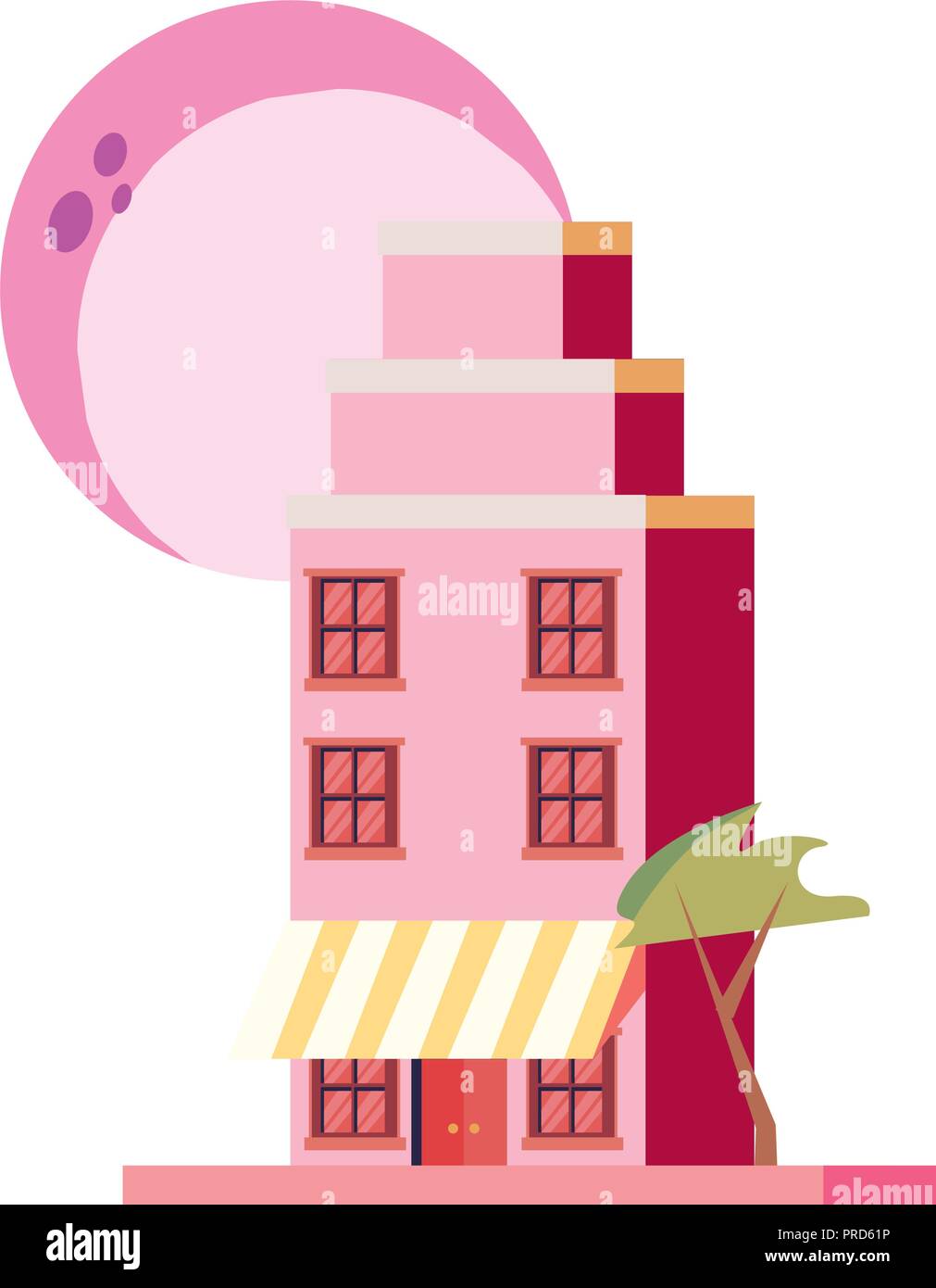building with storefront on the first floor vector illustration Stock ...