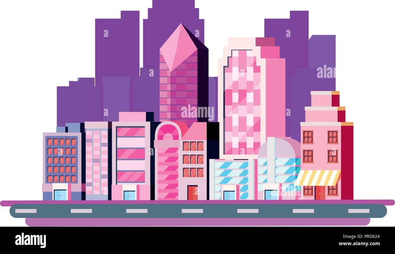 urban cityscape buildings city street vector illustration Stock Vector ...