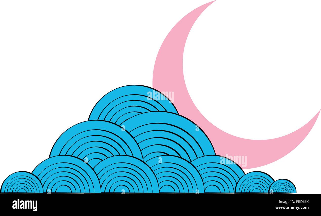 sky cloud moon night design vector illustration Stock Vector Image ...