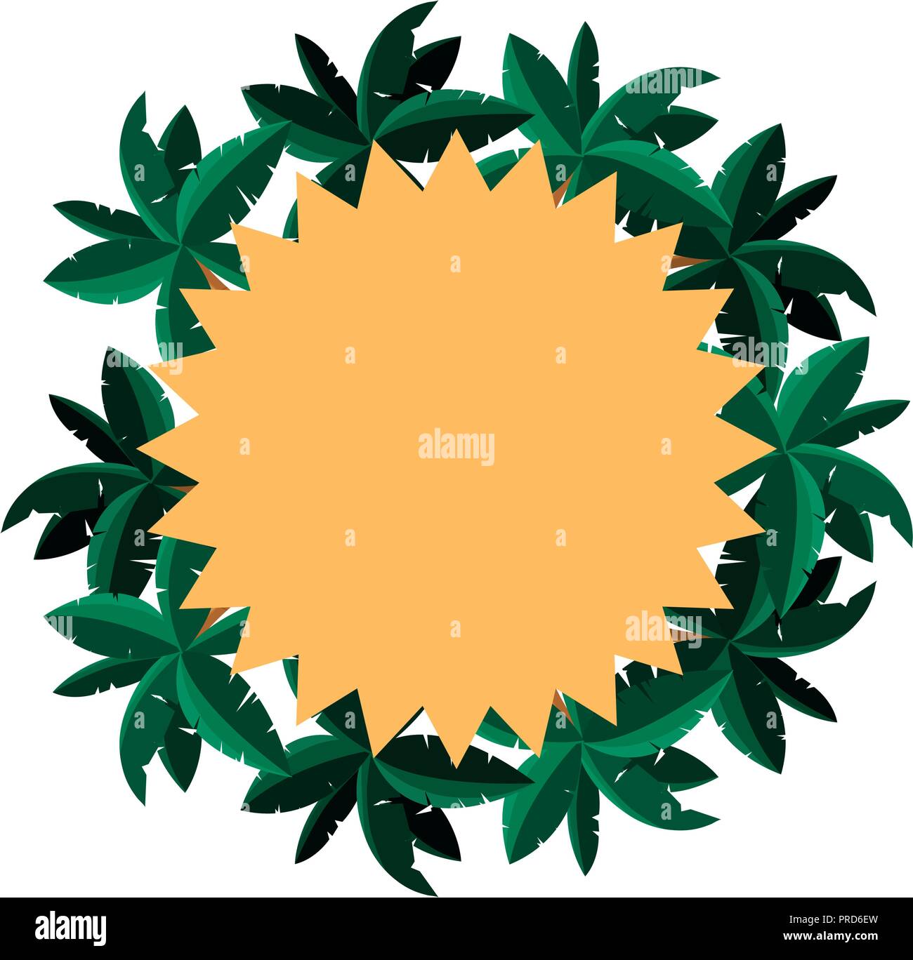 round label template palm leaves tropical vector illustration Stock ...