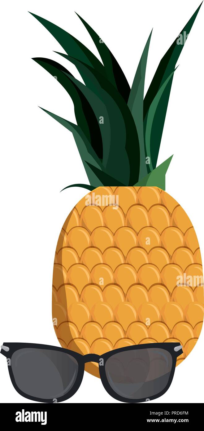 tropical pineapple sunglasses accessory isolated design vector illustration Stock Vector Image ...