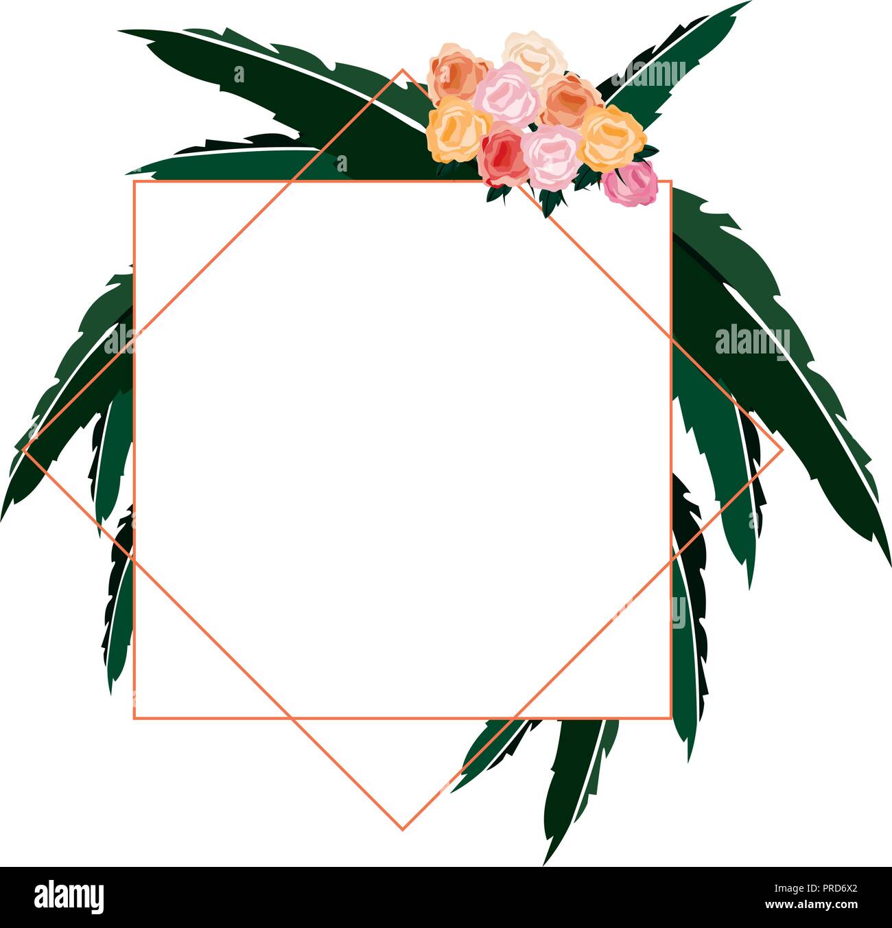 romantic label flowers floral decoration template vector illustration ...