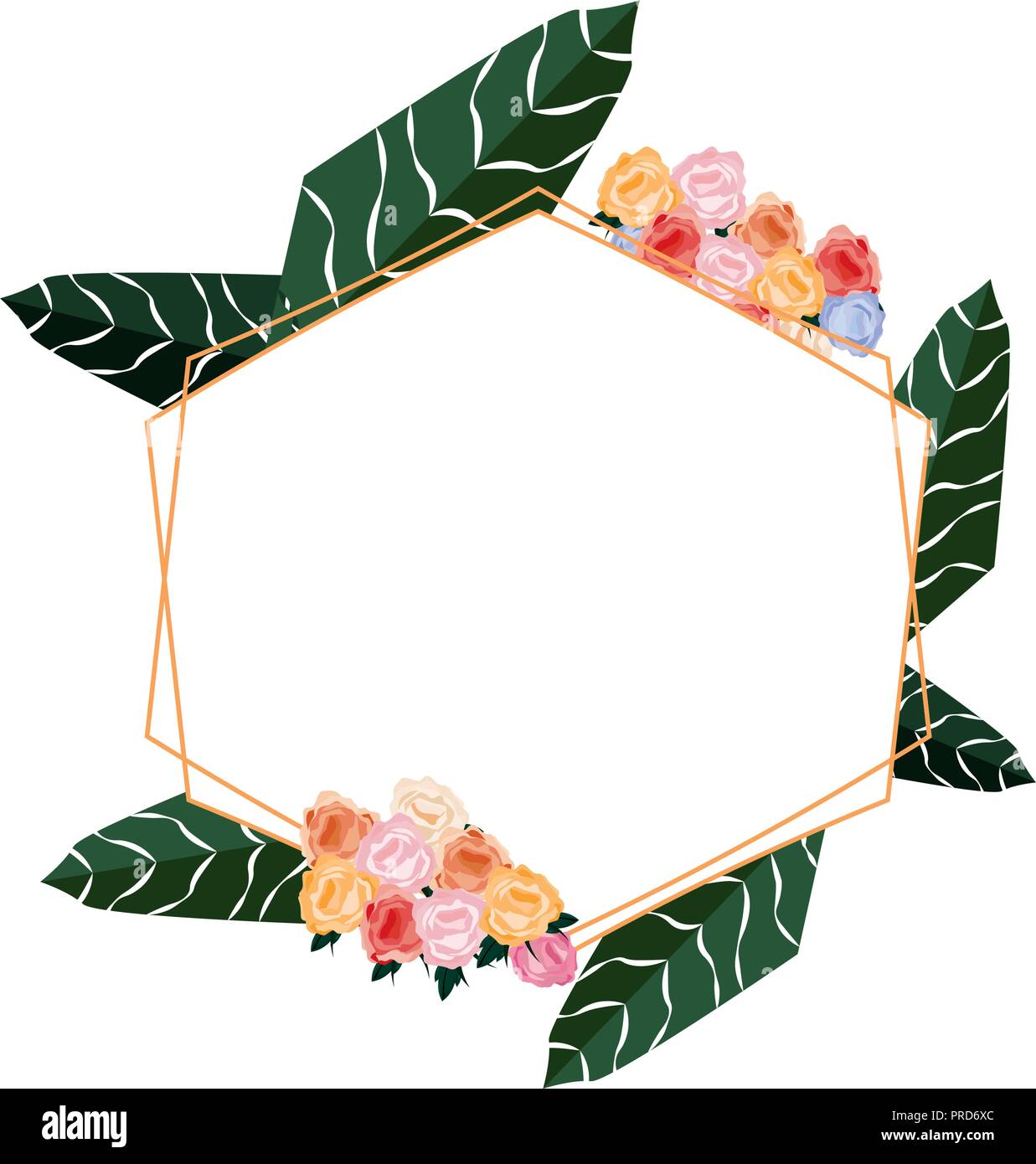 romantic label flowers floral decoration template vector illustration ...