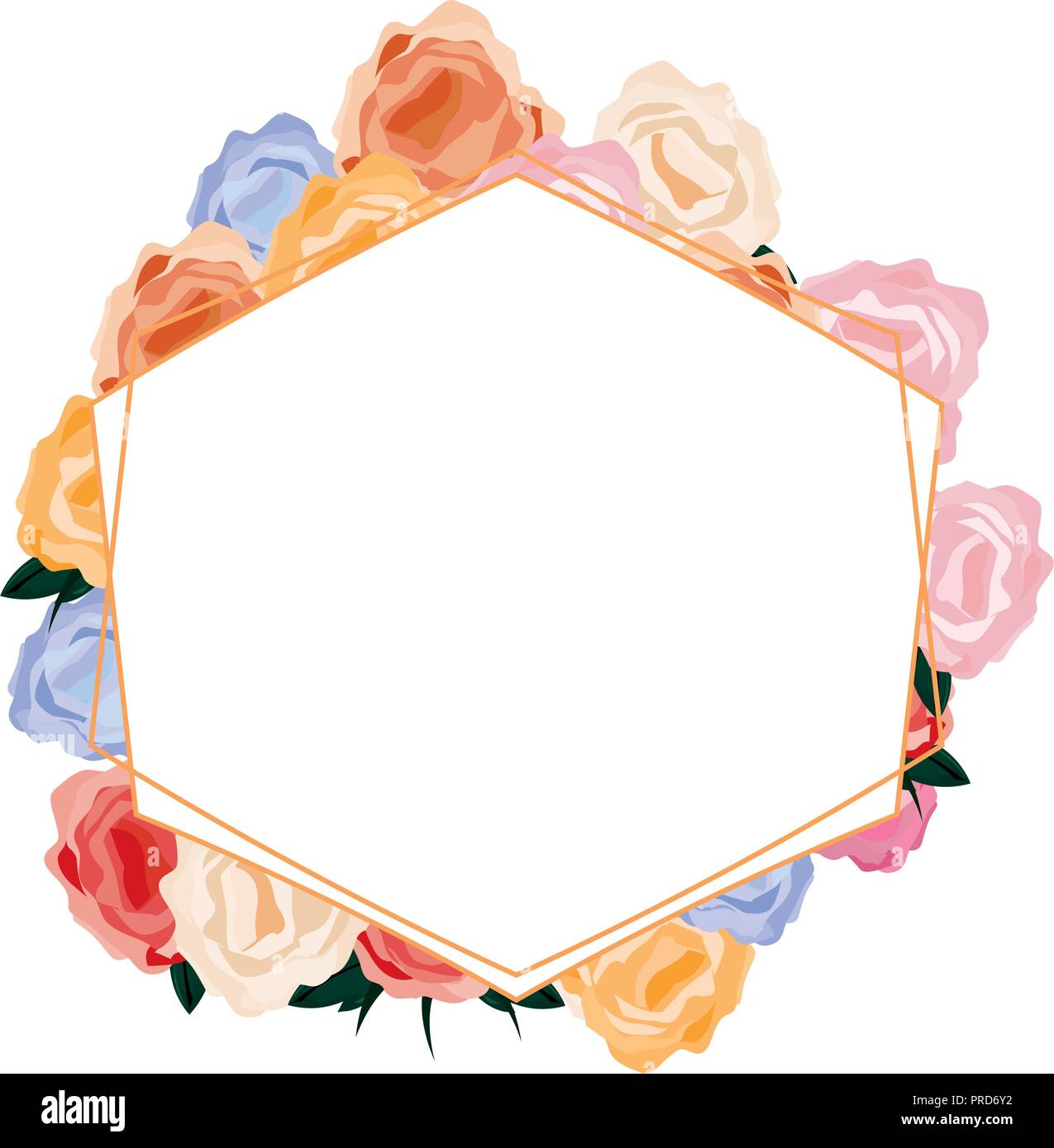 romantic label flowers floral decoration template vector illustration ...