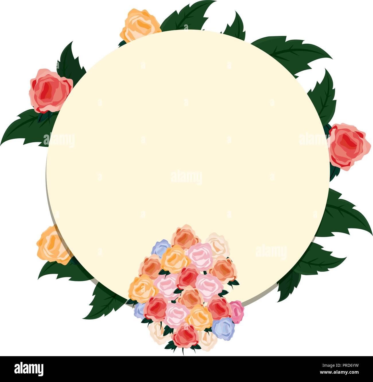 romantic label flowers floral decoration template vector illustration ...
