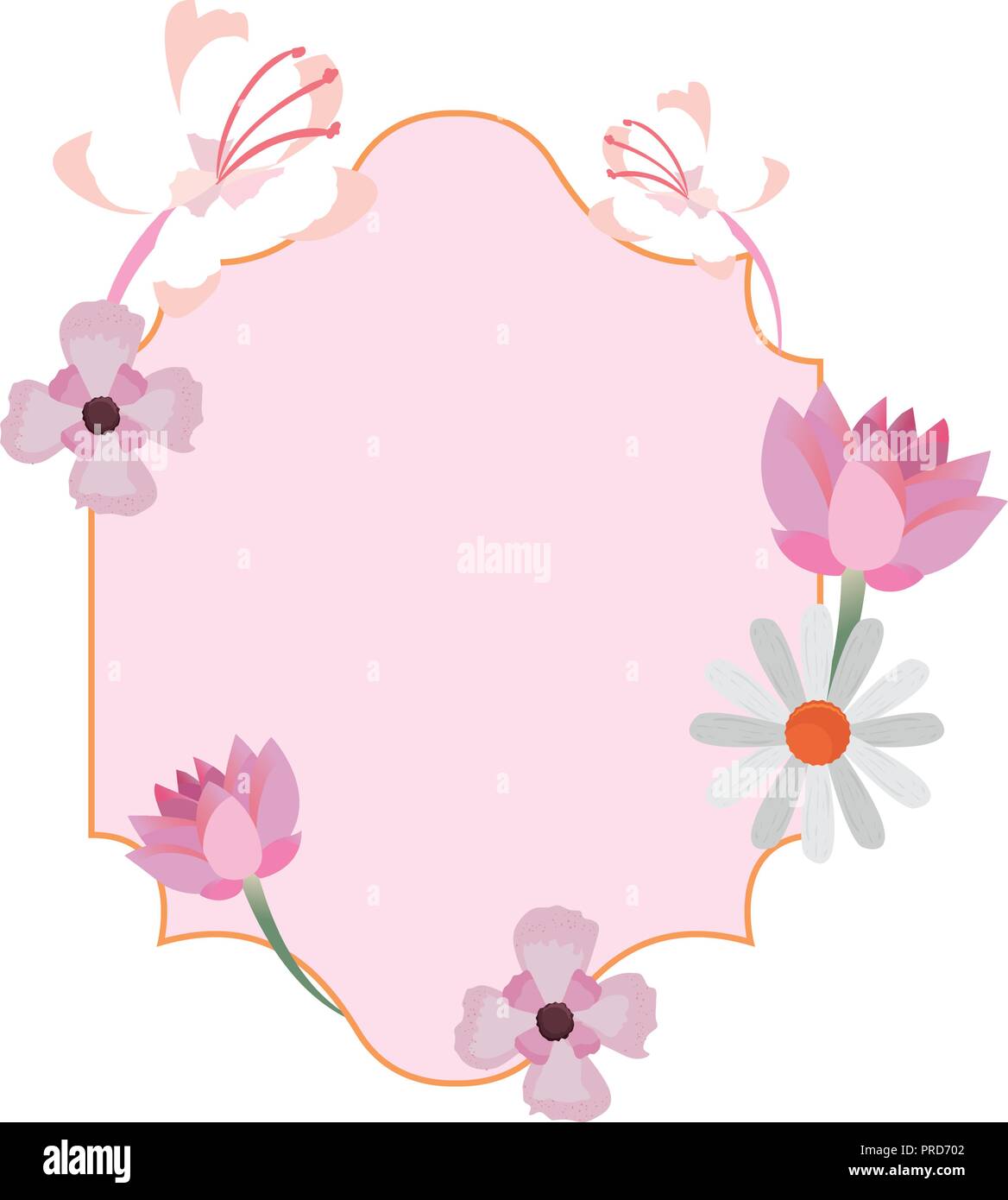 romantic label flowers floral decoration template vector illustration ...