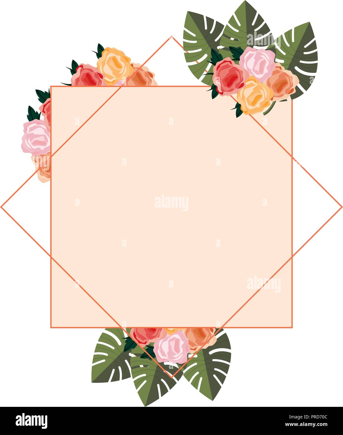 romantic label flowers floral decoration template vector illustration ...