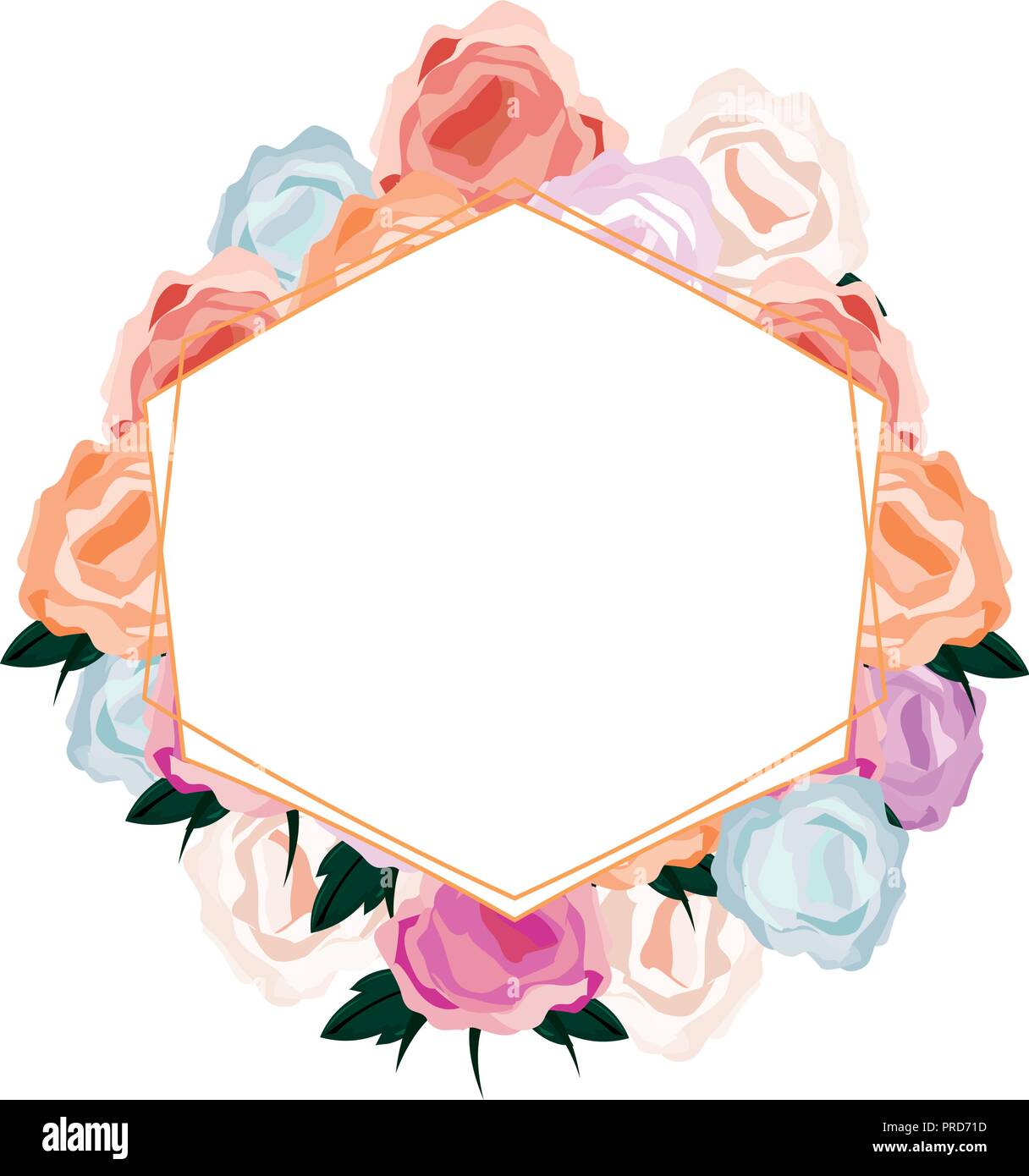 romantic label flowers floral decoration template vector illustration ...