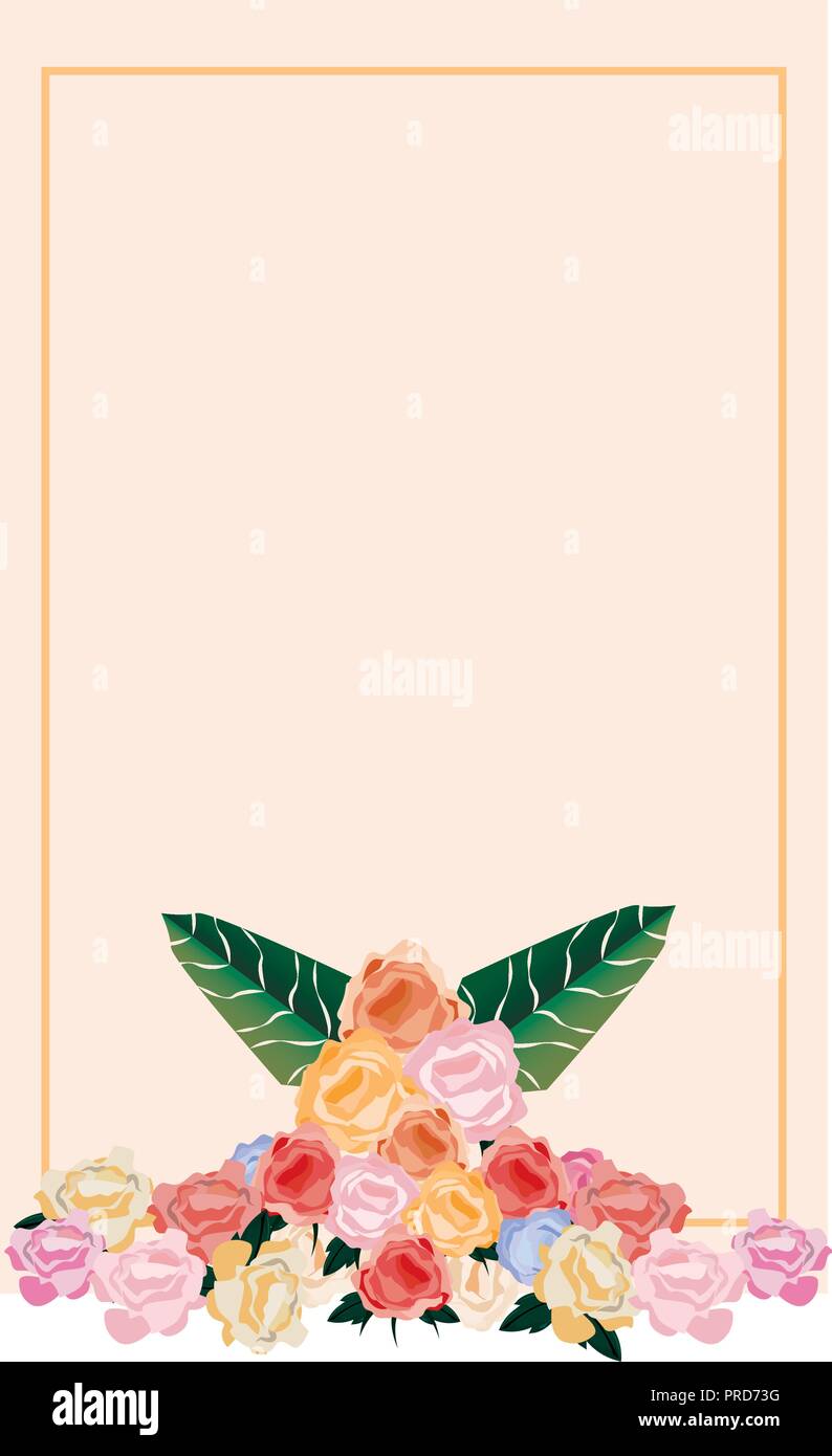 romantic label flowers floral decoration template vector illustration ...