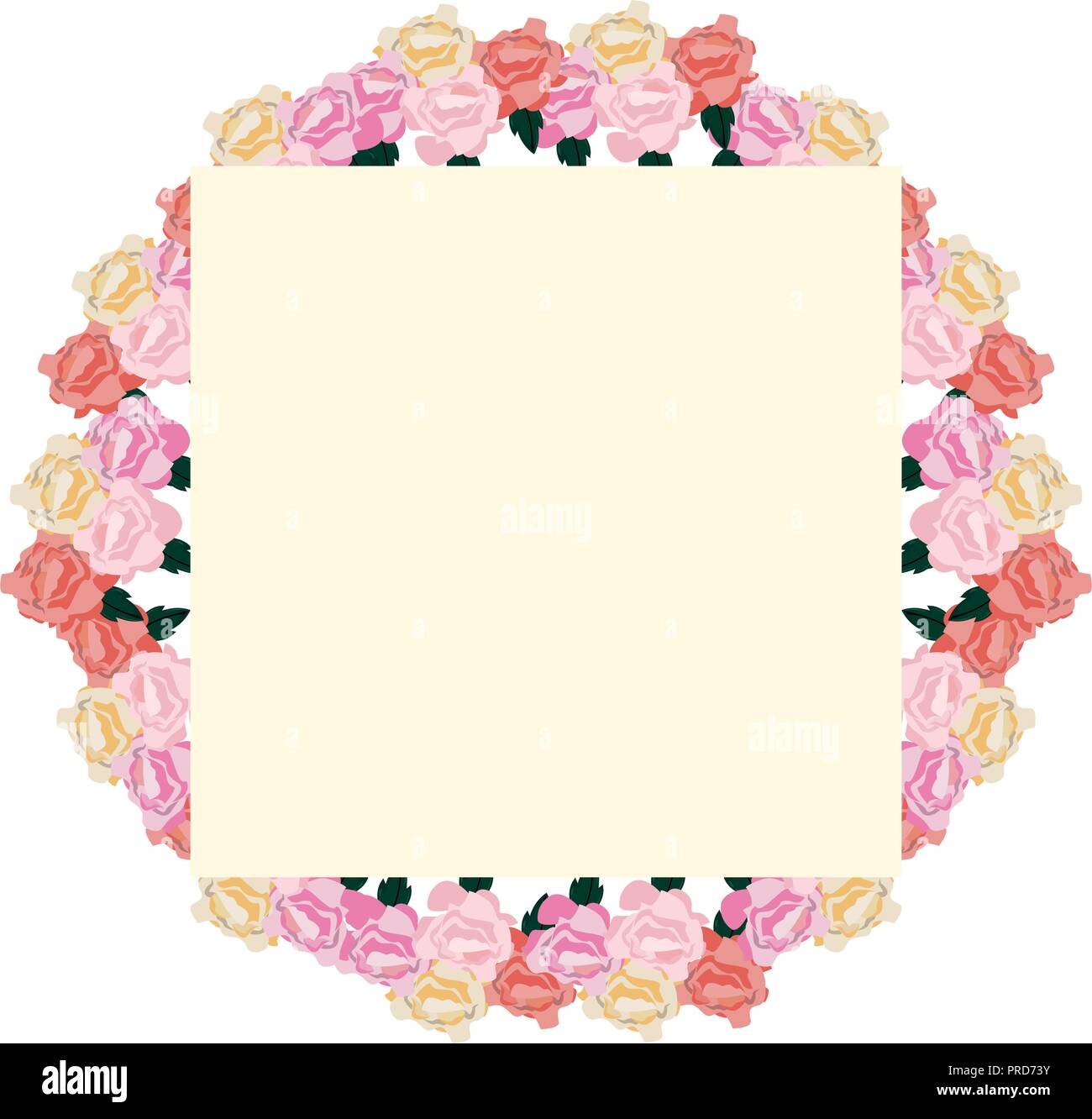 romantic label flowers floral decoration template vector illustration ...