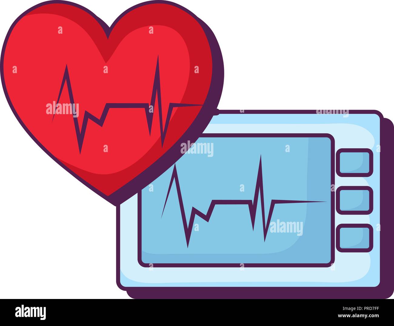 heart cardiology with ekg machine vector illustration design Stock ...