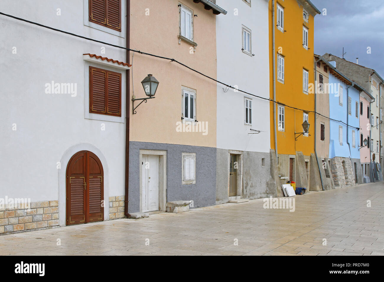 Colourful medieval in row houses at Cres island Stock Photo - Alamy