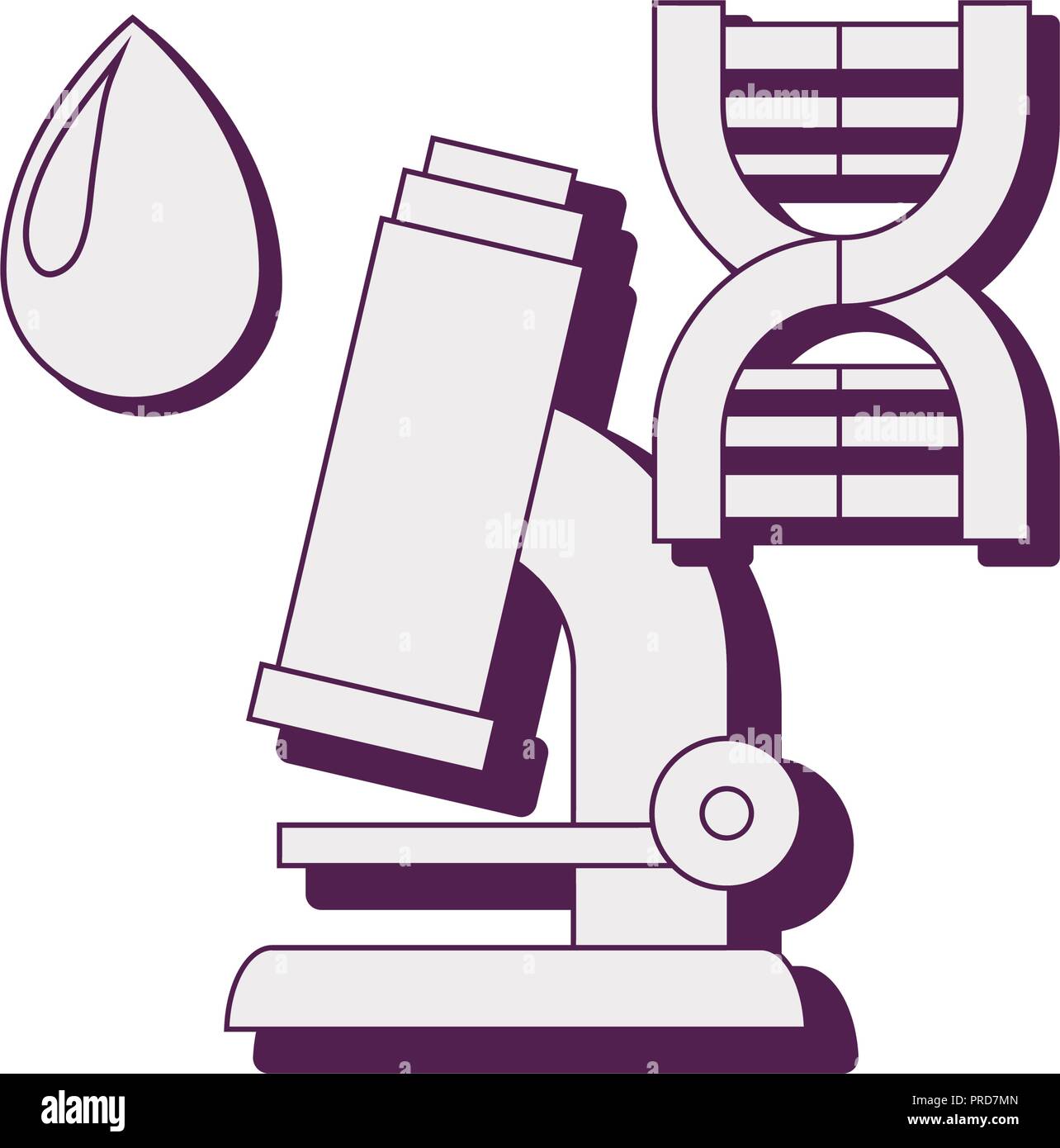 microscope lab with dna molecule vector illustration design Stock ...