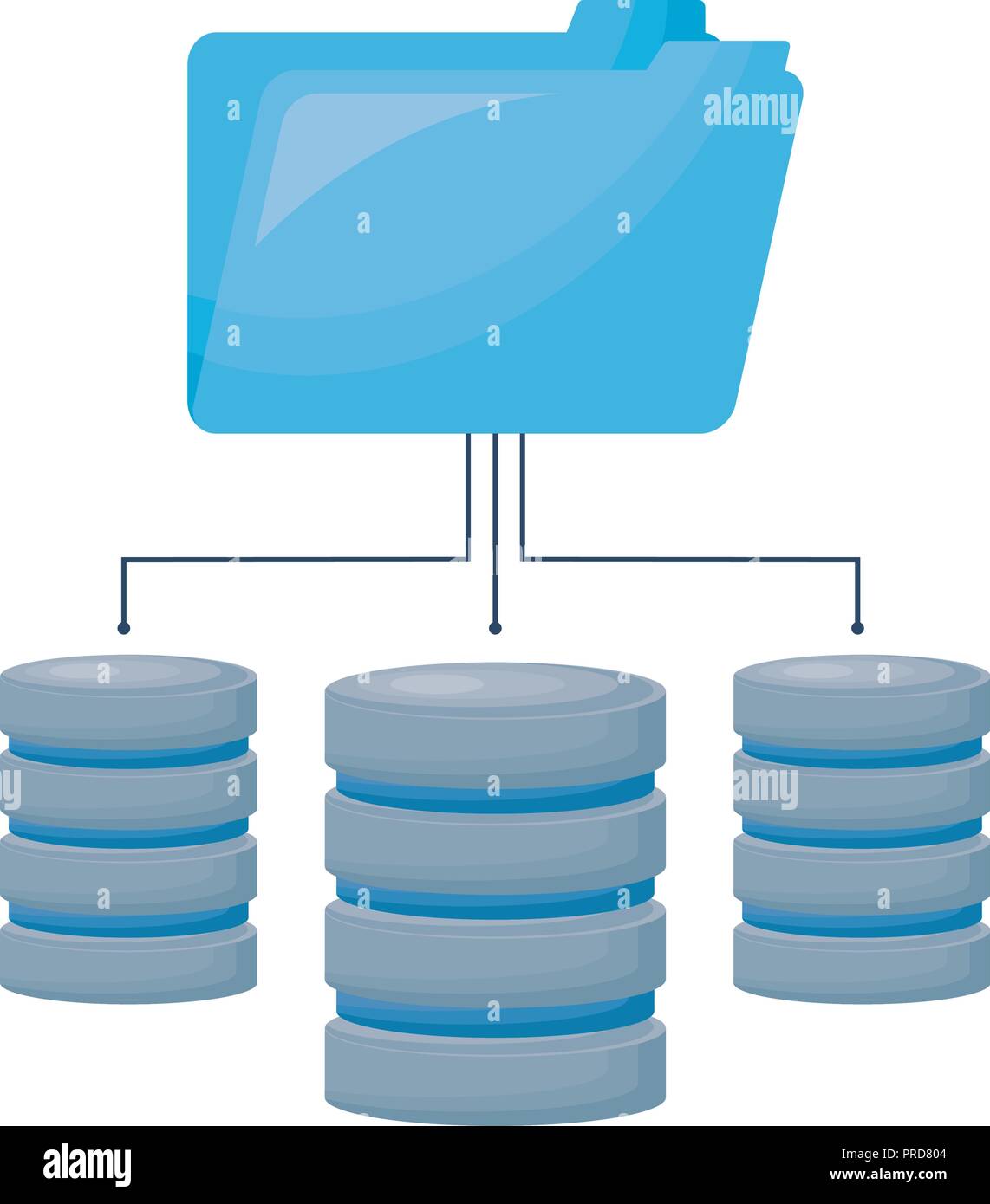 Data Center Disks With Folder Vector Illustration Design Stock Vector